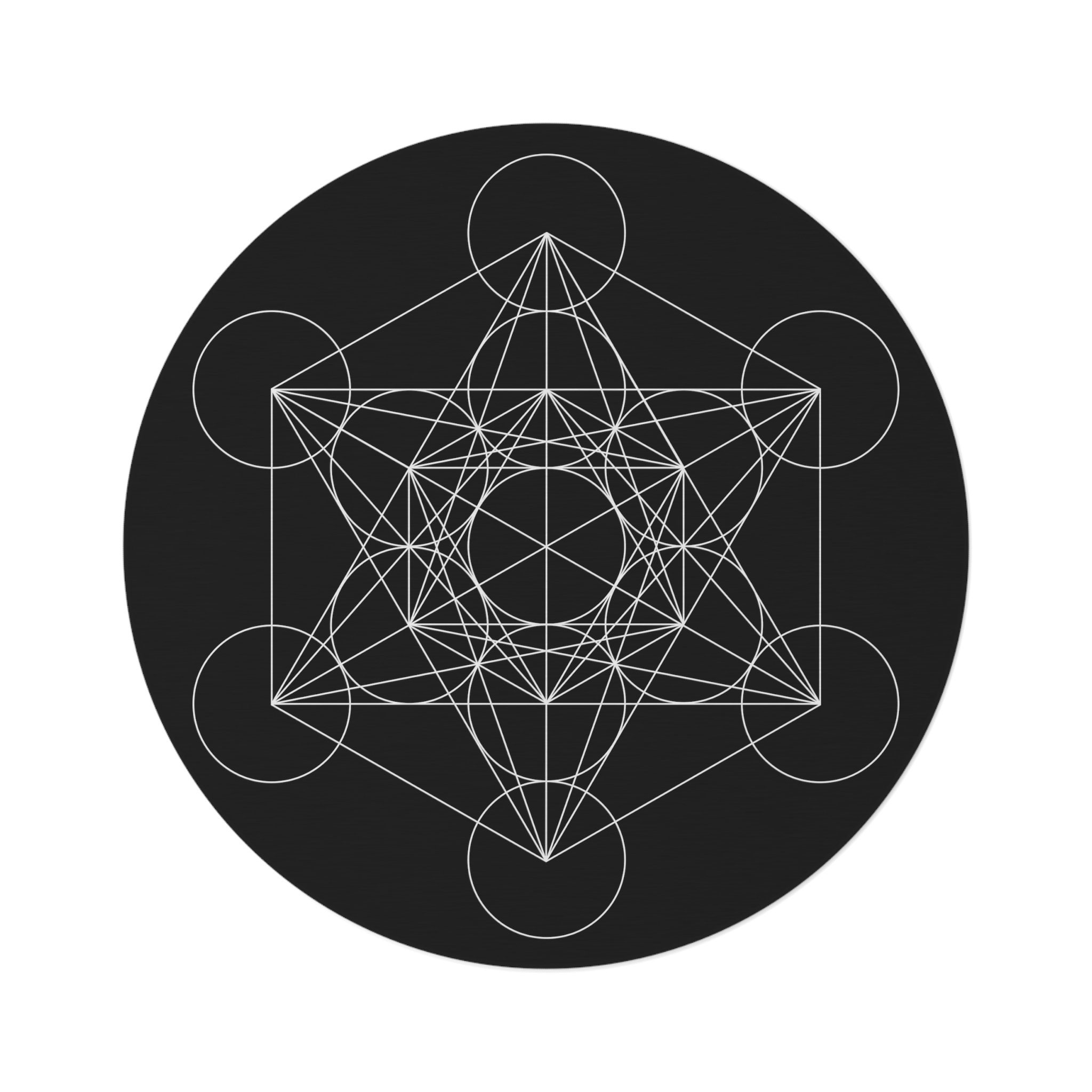 Sacred Geometry Archangel Metatron Cube Round Carpet, Occult Art, Magic Circle Wiccan Decor ...