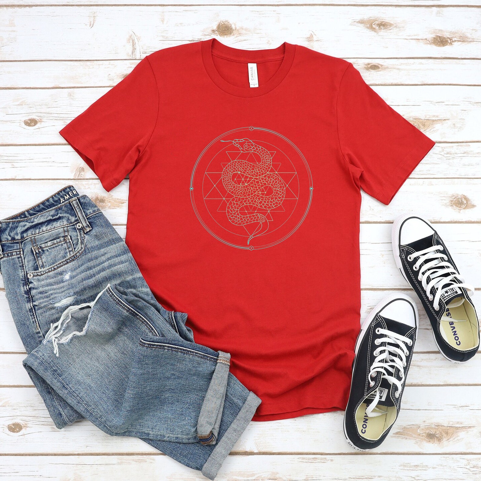Sri Yantra Shirt, Sacred Geometry T-shirt, Serpent Tshirt, Kundalini ...