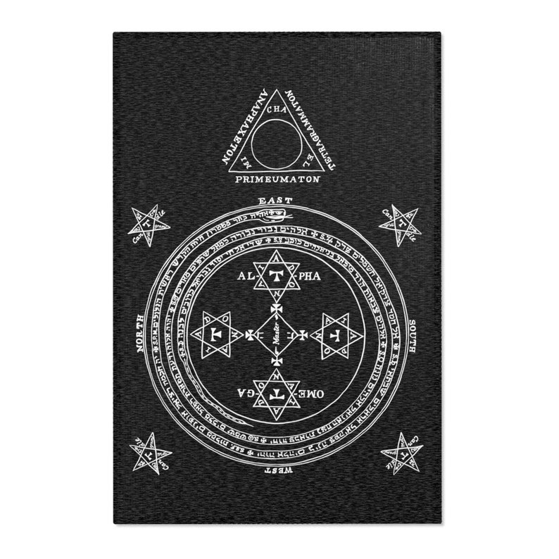 Magical Sigil Circle of King Solomon Rug, Green Witch Goetia Hermetic ...