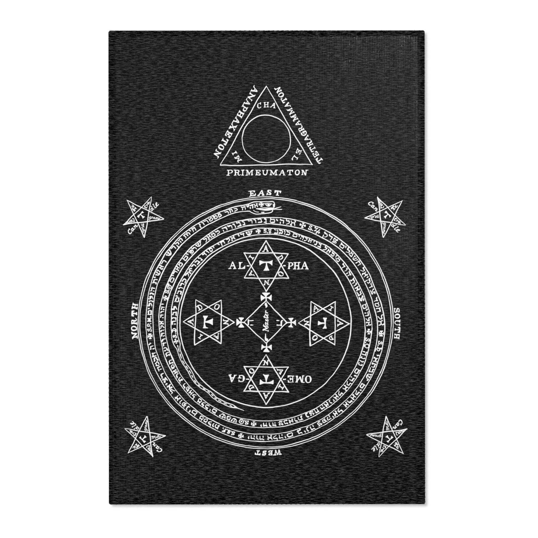 Magical Sigil Circle of King Solomon Rug, Green Witch Goetia Hermetic ...