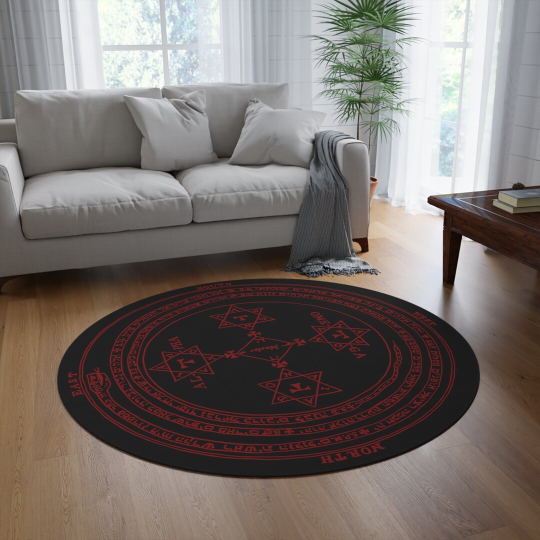 Red Magical Sigil Circle of King Solomon Rug, Green Witch Goetia ...