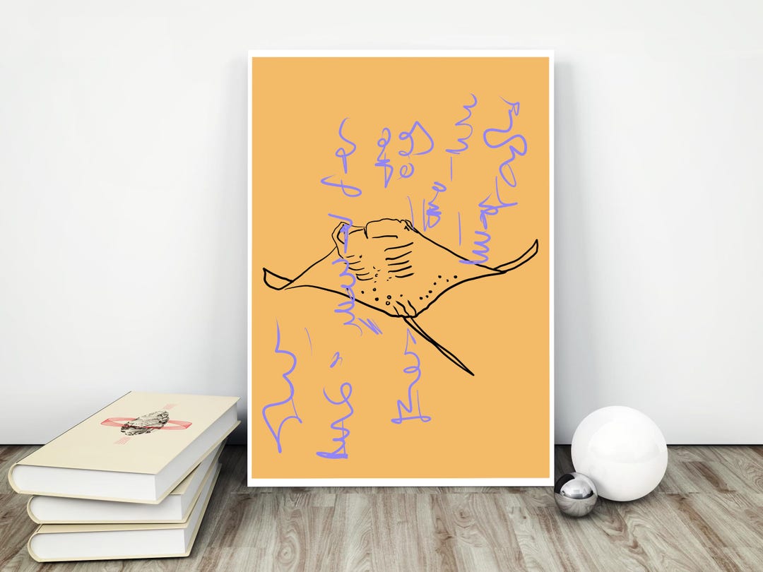 Female Manta Ray Light Code Language Art Print Spiritual Ocean Animal ...