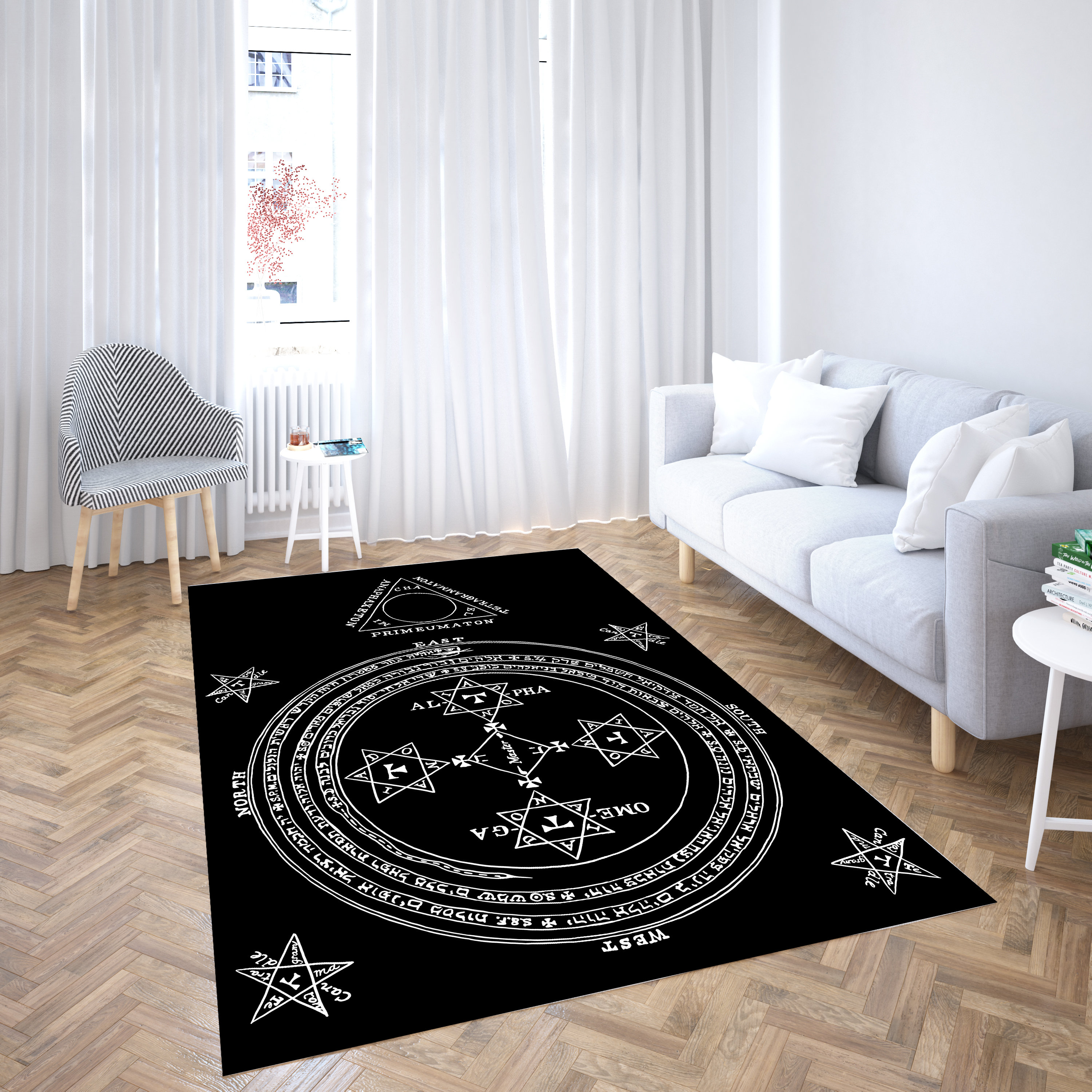 Magical Sigil Circle of King Solomon Rug, Green Witch Goetia Hermetic ...