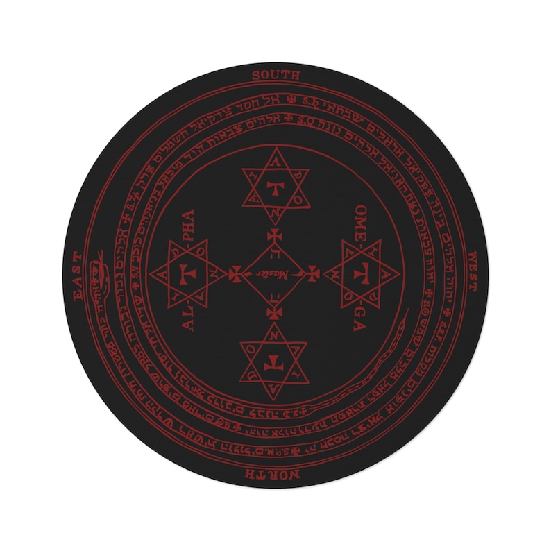 Red Magical Sigil Circle of King Solomon Rug, Green Witch Goetia ...