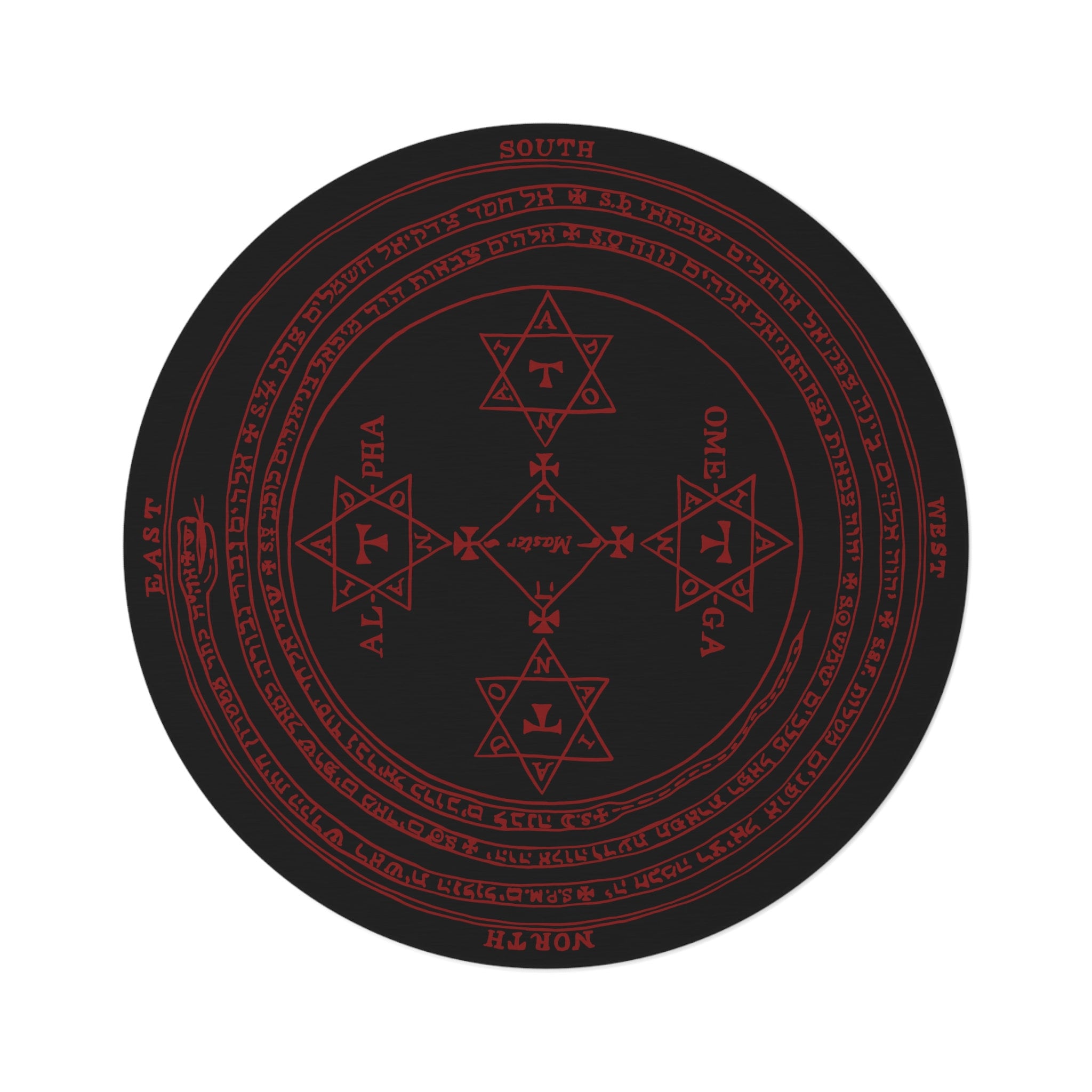 Red Magical Sigil Circle of King Solomon Rug, Green Witch Goetia ...