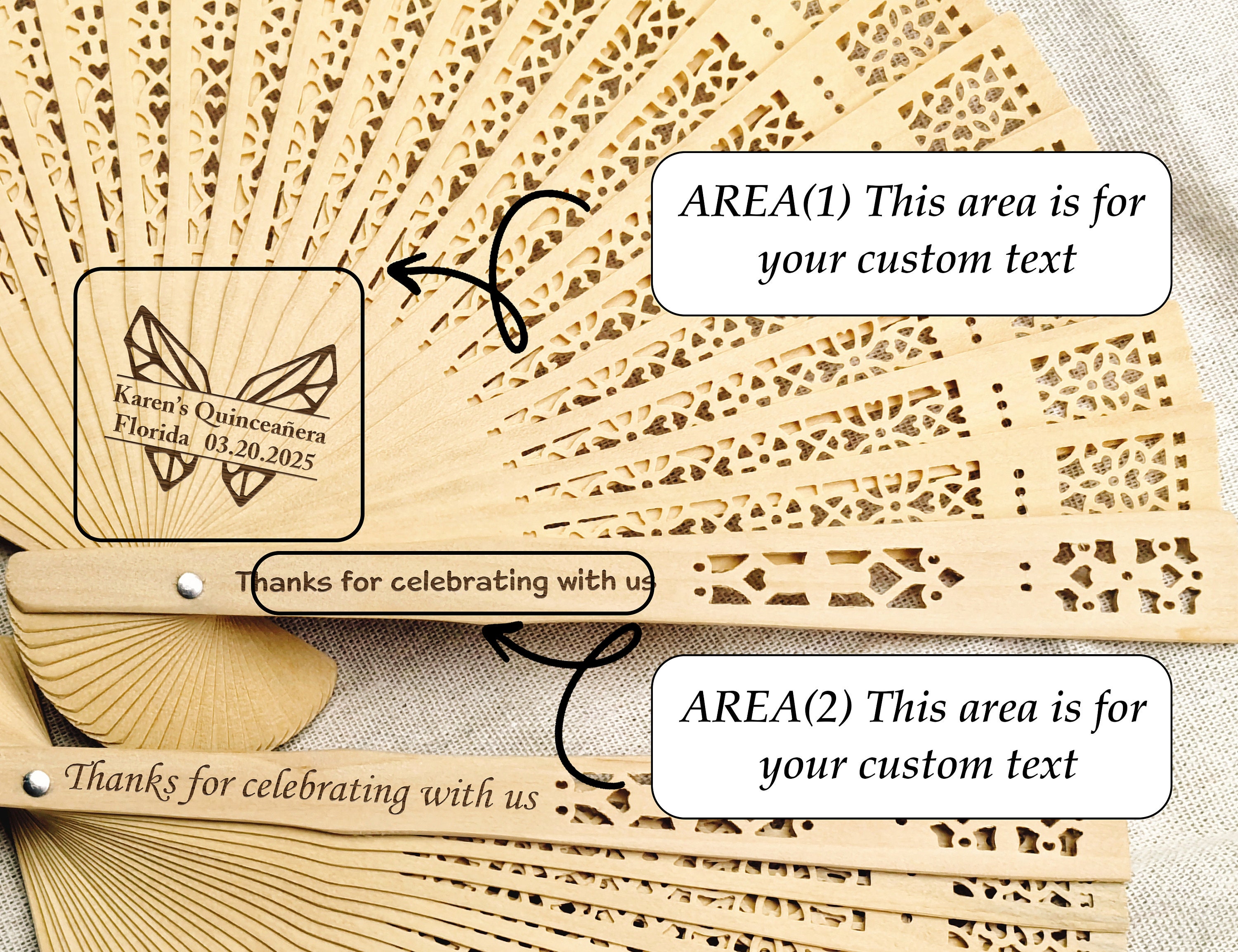 Personalized Fan Quinceañera Birthday Fan Party Favor in Bulk Sweet 15 ...