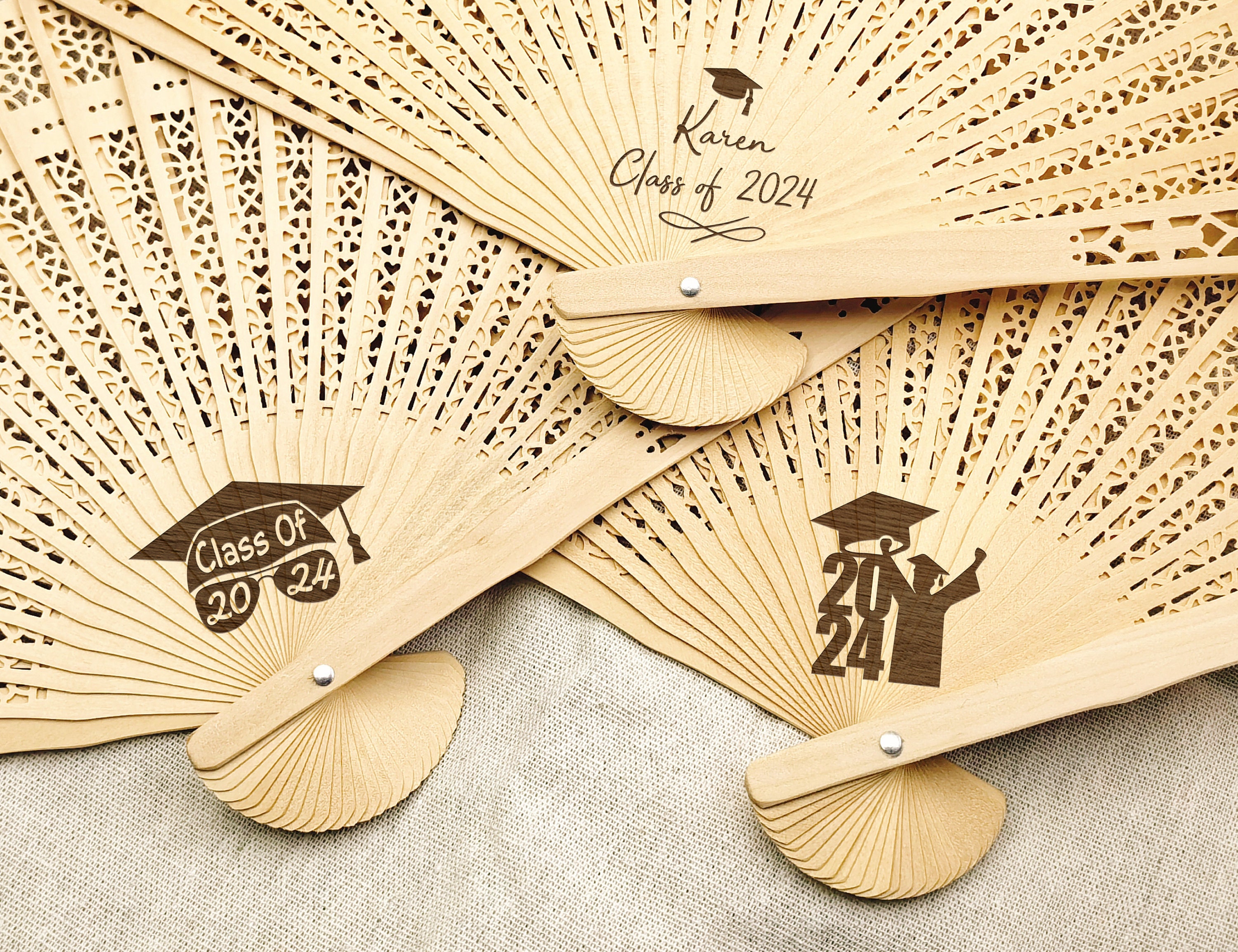 Personalized Graduation Fan Class of 2024 Bulk Graduation Gift Wooden ...
