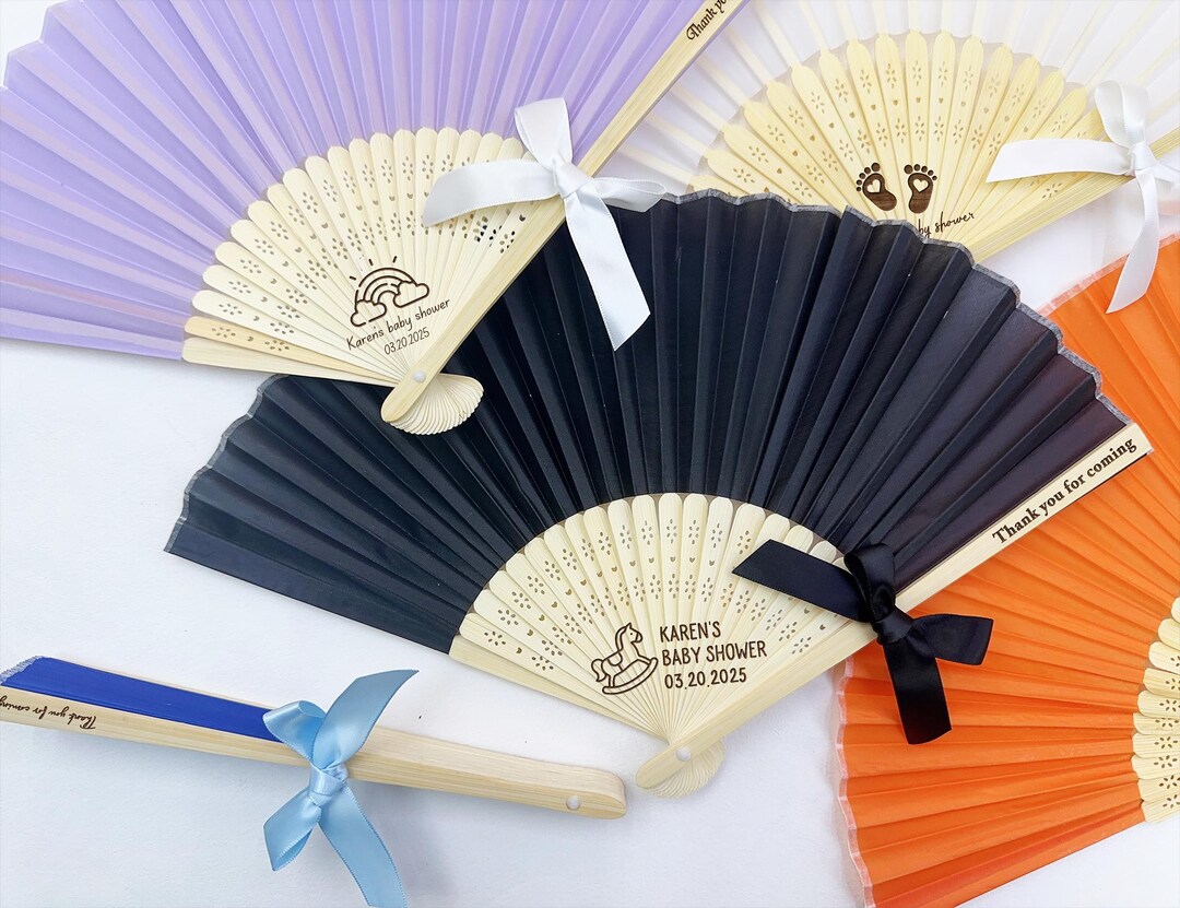 Custom Baby Shower Hand Fan With Bow, Baby Shower Favors in Bulk ...