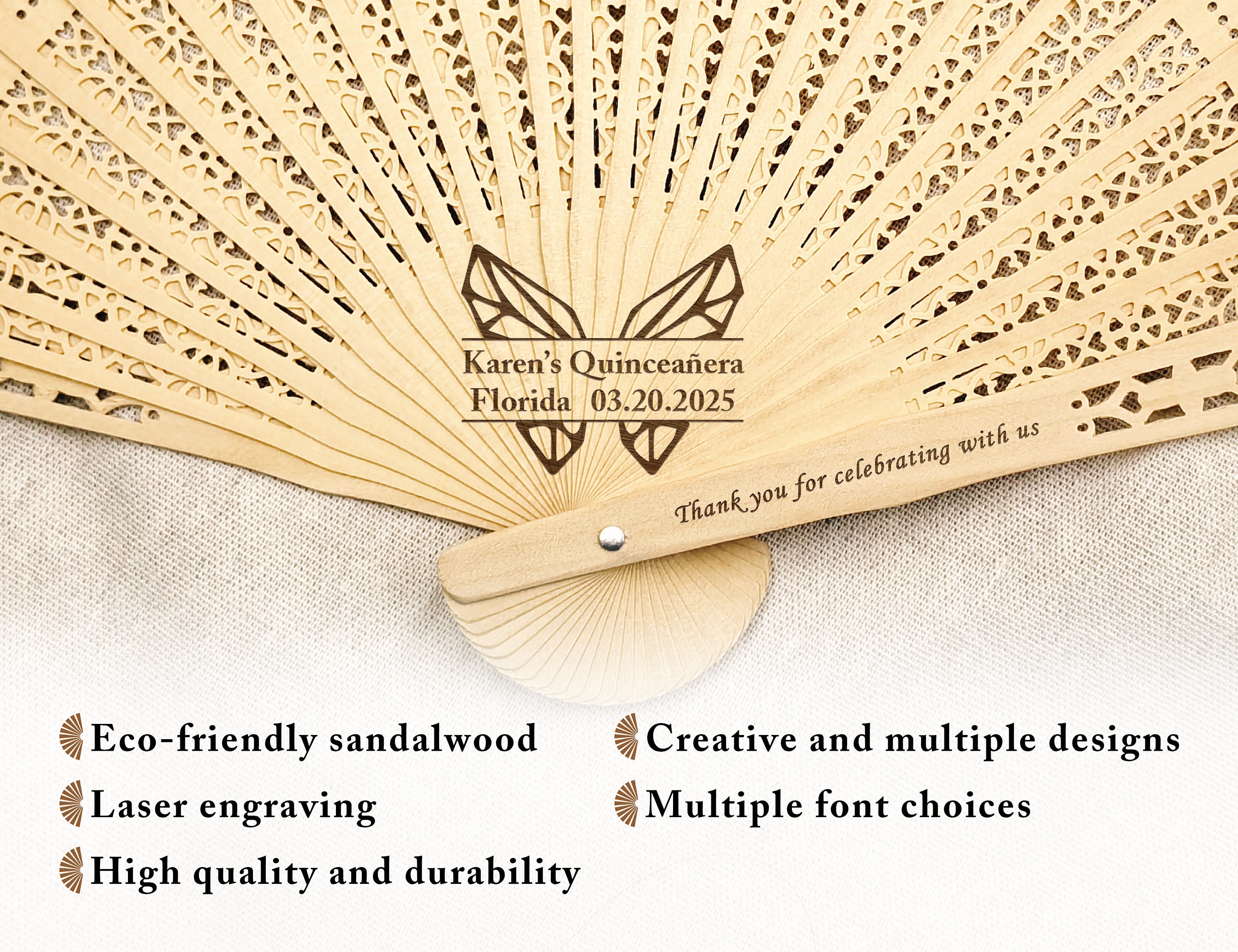 Quinceañera Favor Fans Personalized Birthday Party Fans in Bulk Sweet ...