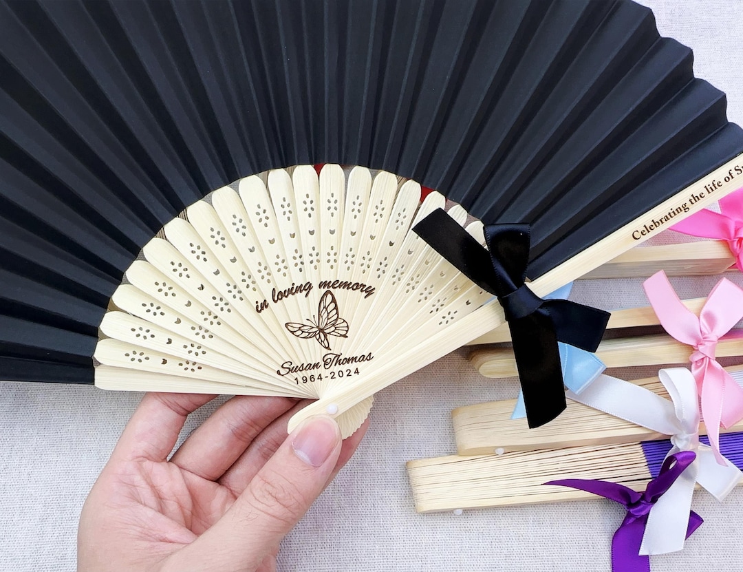 Personalized Fan Funeral Favors With Ribbon Bow/memorial Keepsake ...