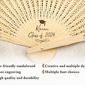 Personalized Graduation Fan Class of 2024 Bulk Graduation Gift Wooden ...