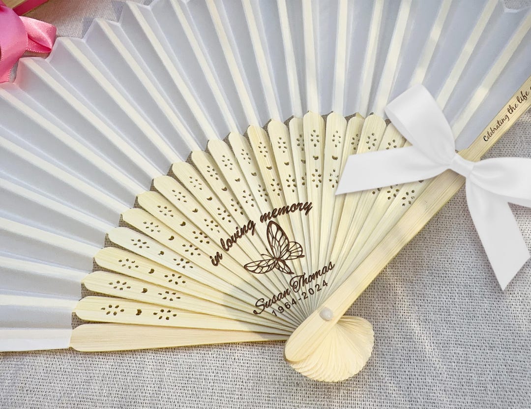 Fabric Cloth Fans & Bags Set Personalized Funeral Favors/ribbon Bow ...