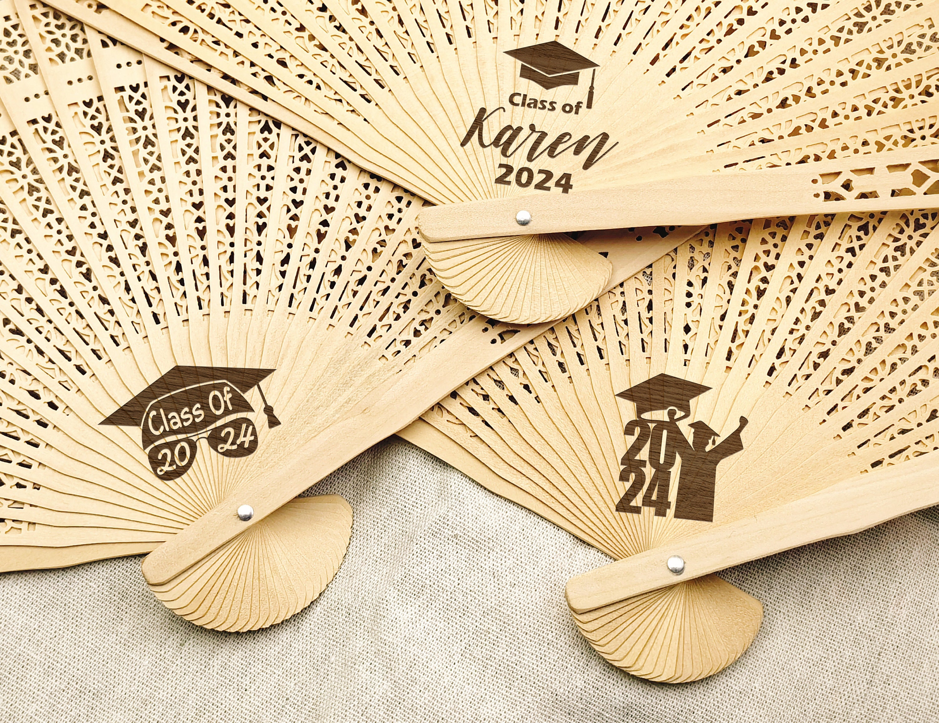 Personalized Graduation Fan Class of 2024 Bulk Graduation Gift Wooden ...