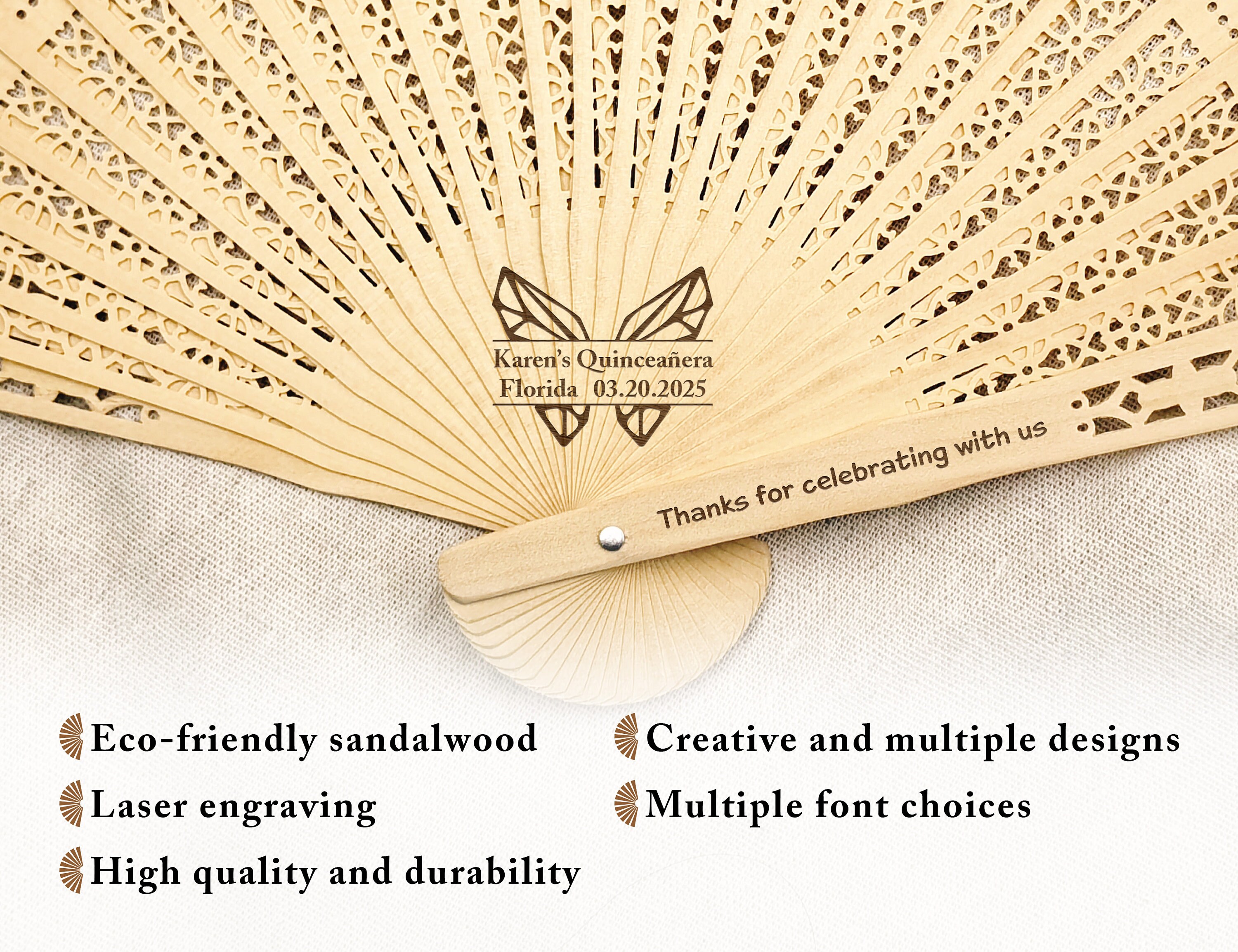 Personalized Fan Quinceañera Birthday Fan Party Favor in Bulk Sweet 15 ...