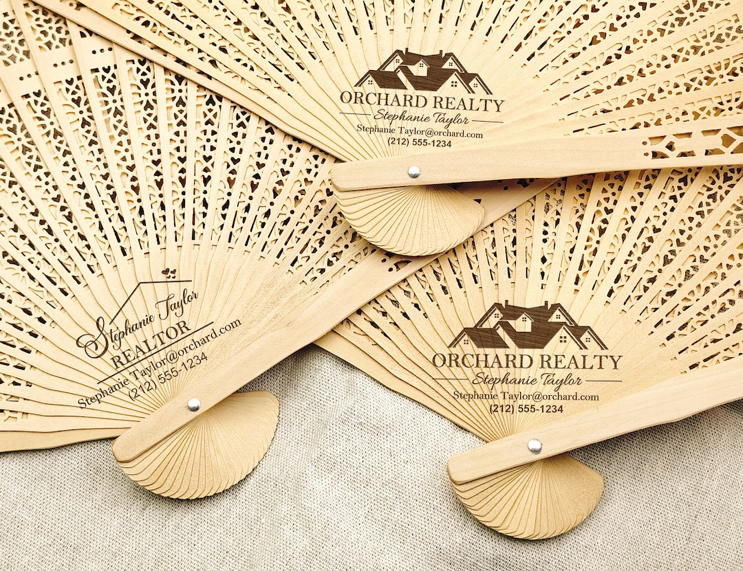 Personalized Realtor Fans Business Promotion Favor Fans Wood Hand Fan ...