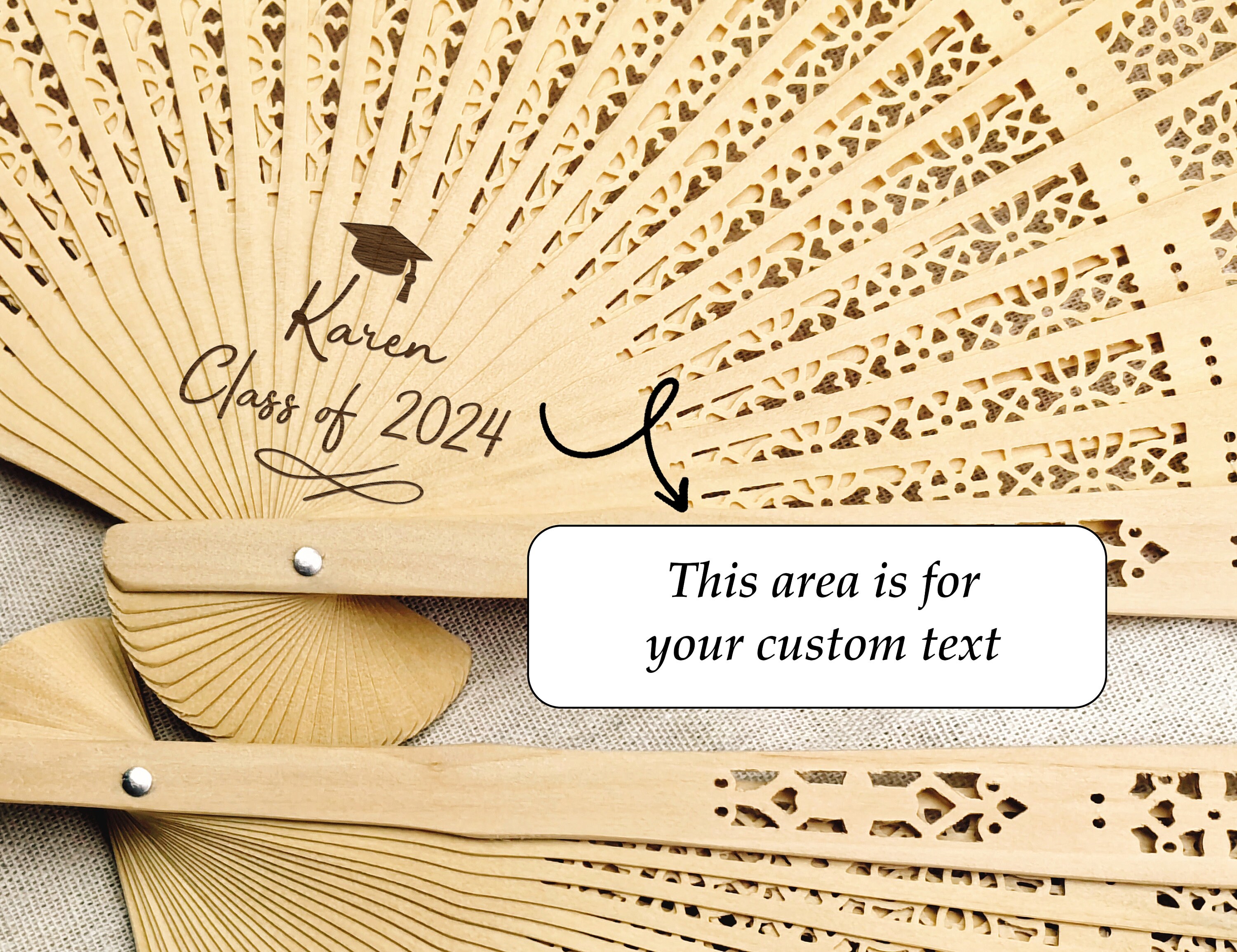 Personalized Graduation Fan Class of 2024 Bulk Graduation Gift Wooden ...