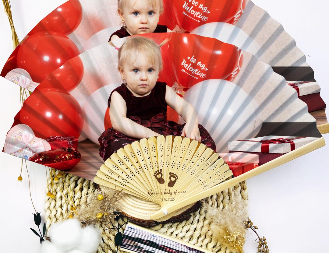 Custom Baby Shower Fans, Engraved Hand Fan for Gender Reveal Party ...