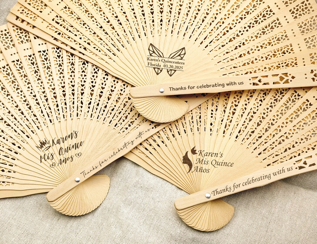 Personalized Fan Quinceañera Birthday Fan Party Favor in Bulk Sweet 15 ...