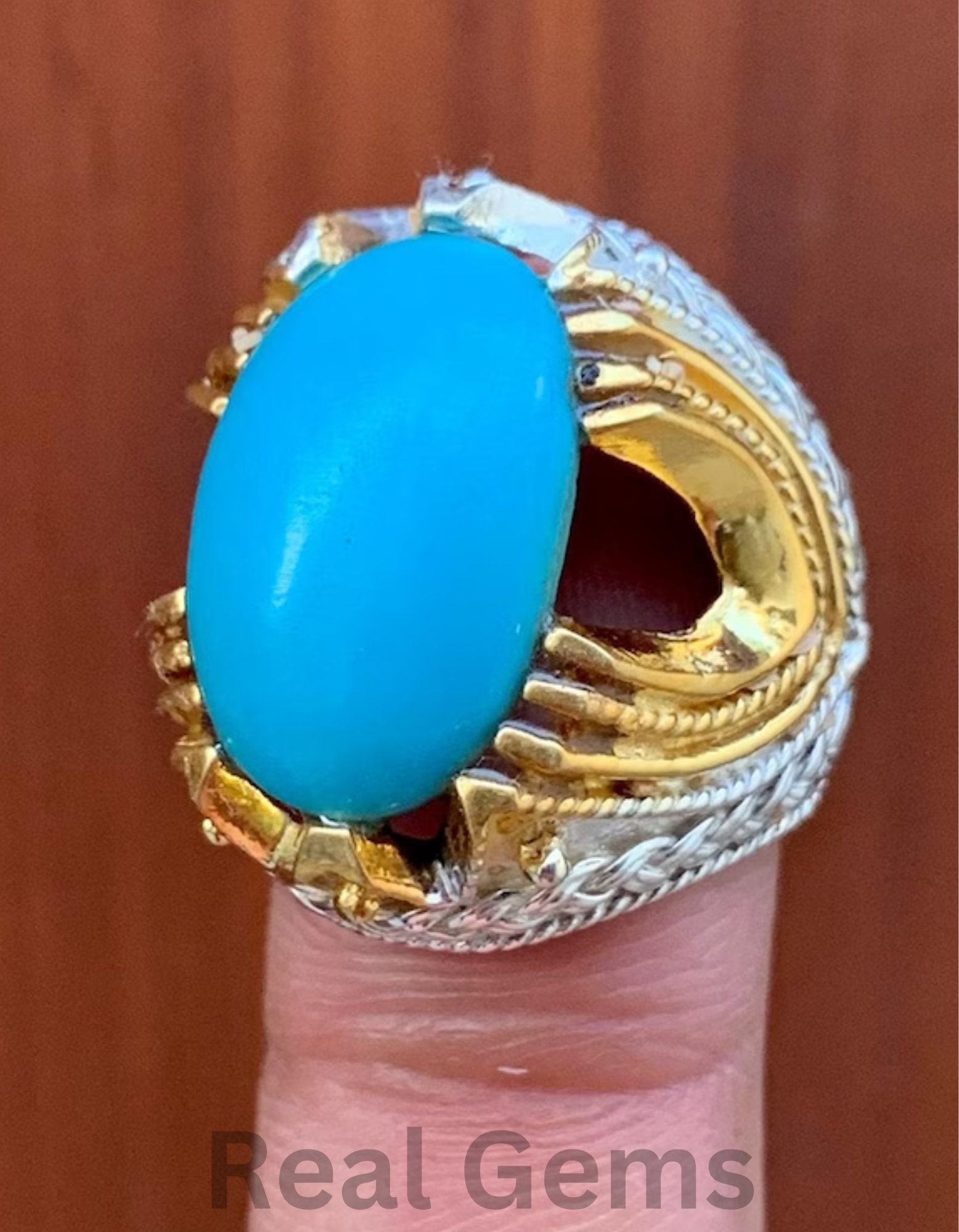 Rare Natural Nishapuri Feroza Turquoise Ring for Men 925 Sterling ...