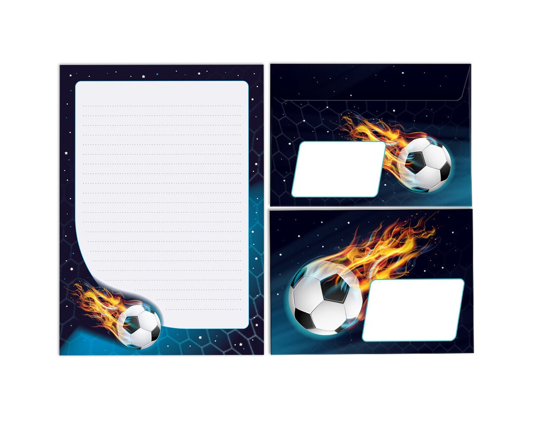 Stationery Set Letter Pad With Envelopes Football Football for Children ...