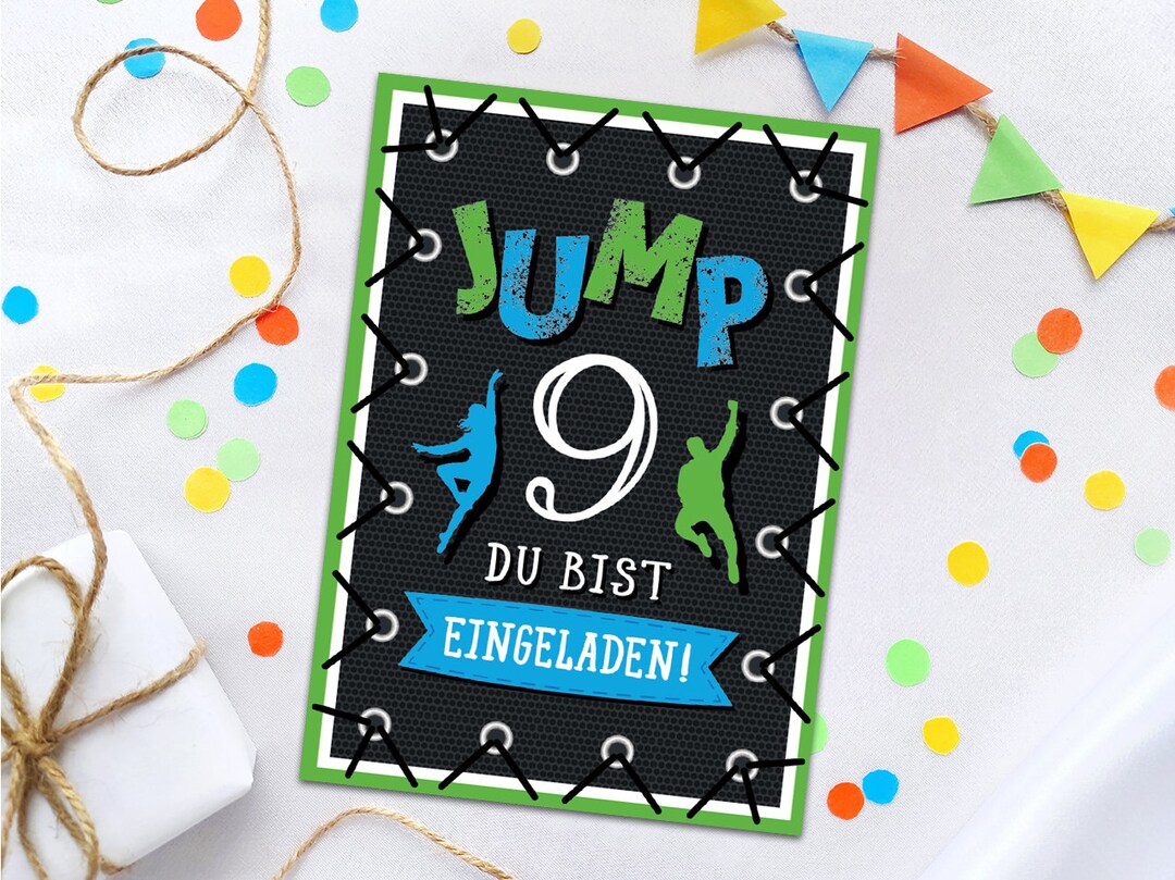 Invitation Cards for the 9th Children's Birthday Jump Trampoline ...