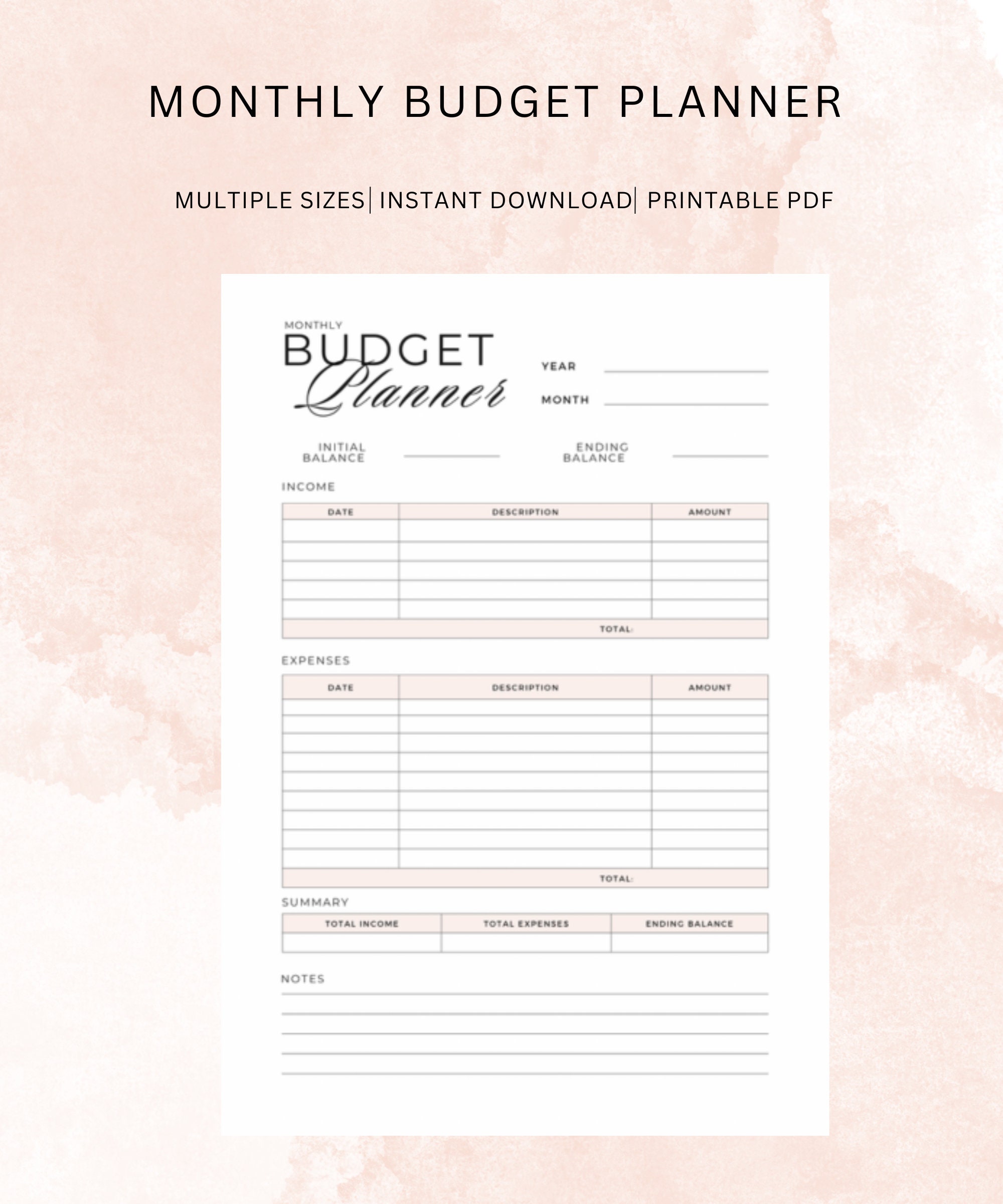 Monthly Budget Planner, Budget Planner Printable, Budget Template A4 A5 ...