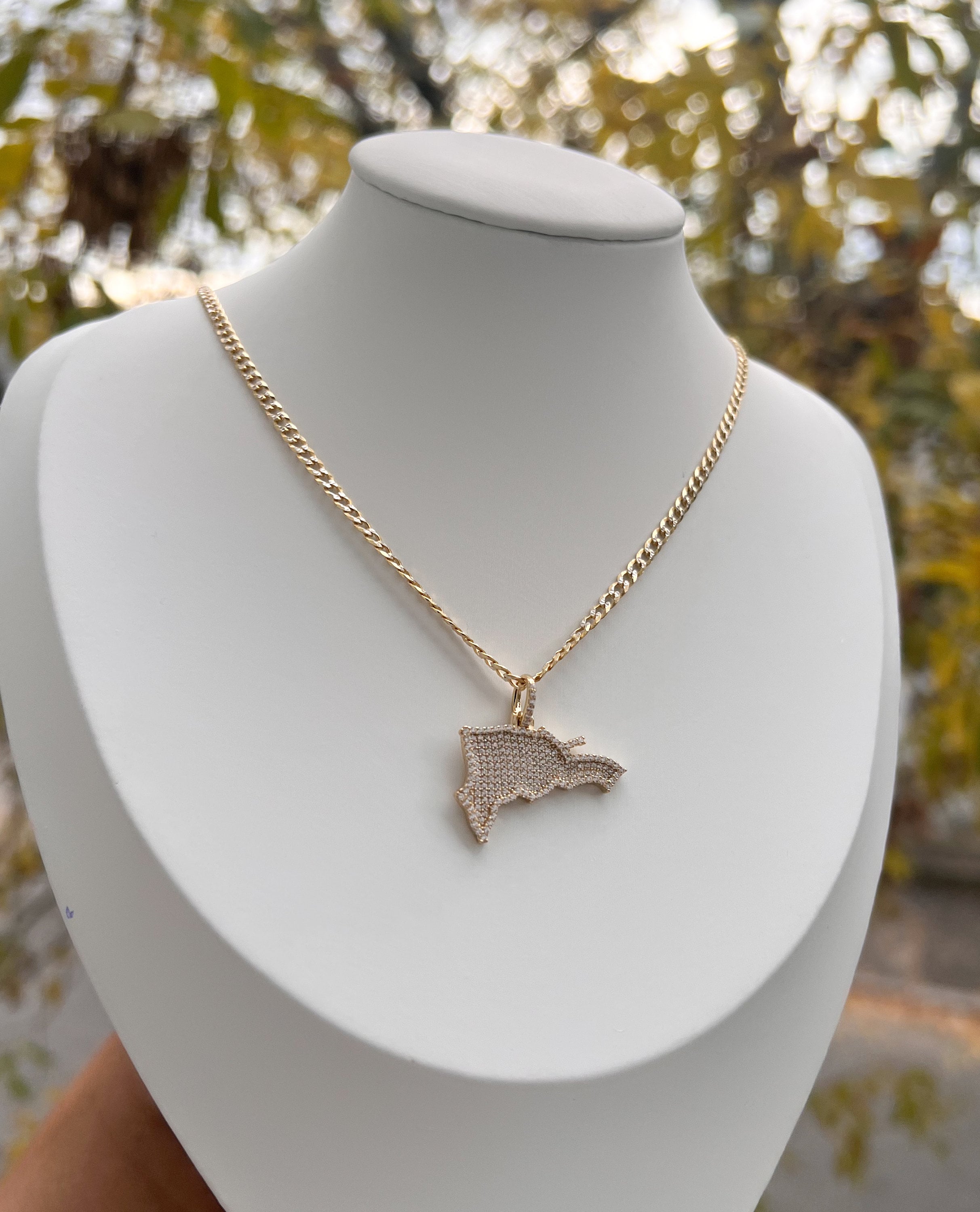 Shiny Dominican Map in A Cuban Chain 925 Sterling Silver - Etsy