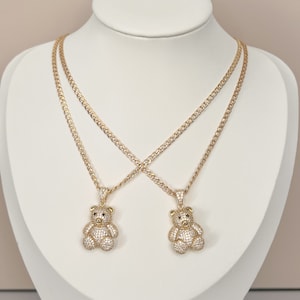 Little Bear Pendant in A Cuban Chain | 925 Sterling Silver Necklace ...