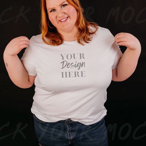 Plus Size Model Mockup White Bella Canvas 3001 Shirt Mockup - Etsy