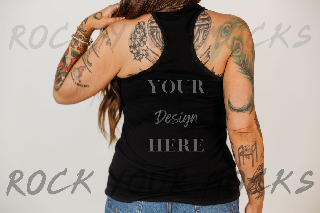 Next Level 1533, Back of Tank Mockup | Woman Model With Tattoo's Mockup ...