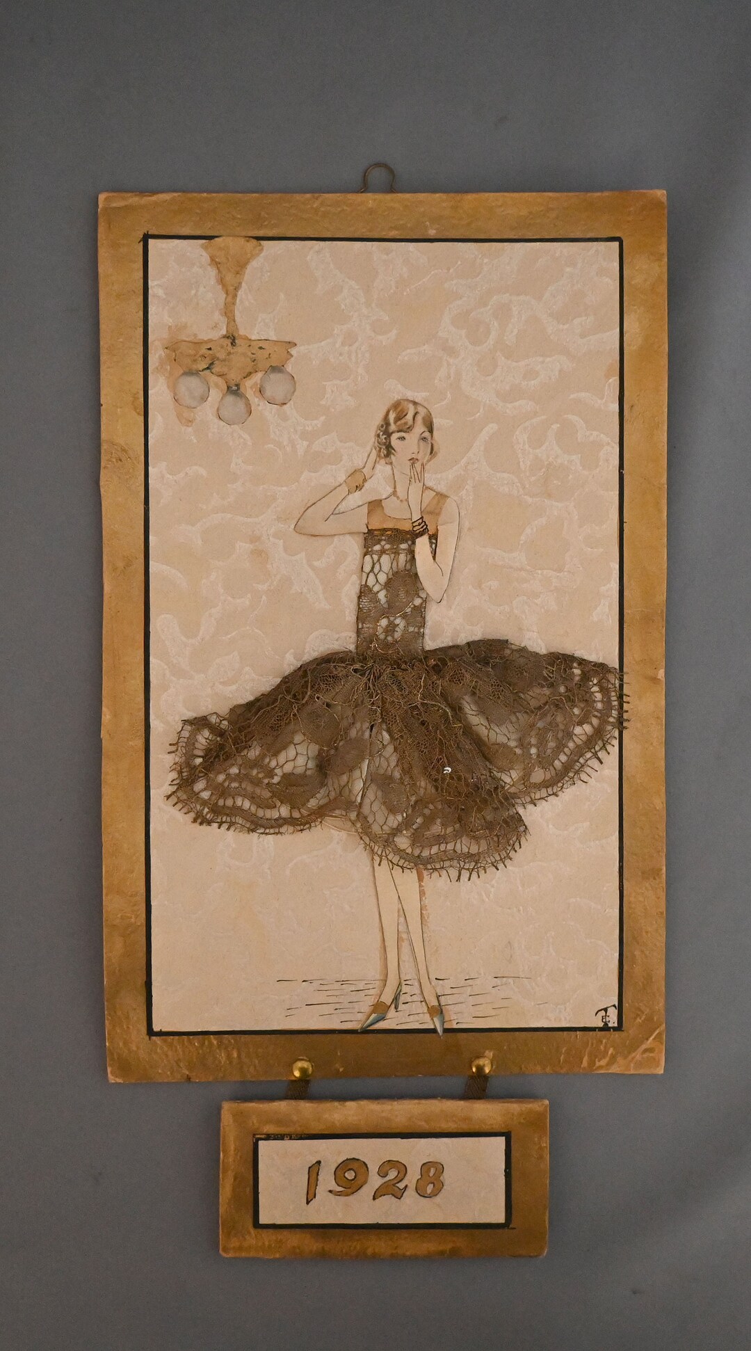 Hand Painted Collage Calendar for the Year 1928 Flapper Lady Signed - Etsy