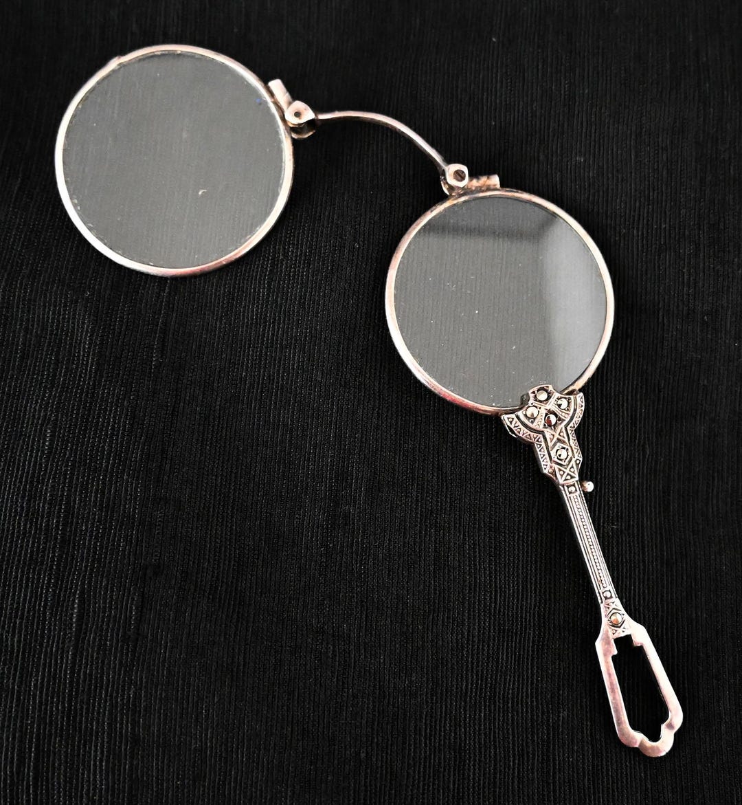 Lorgnette Folding Glasses Marcasite Sterling Silver 935 Eyeglasses - Etsy