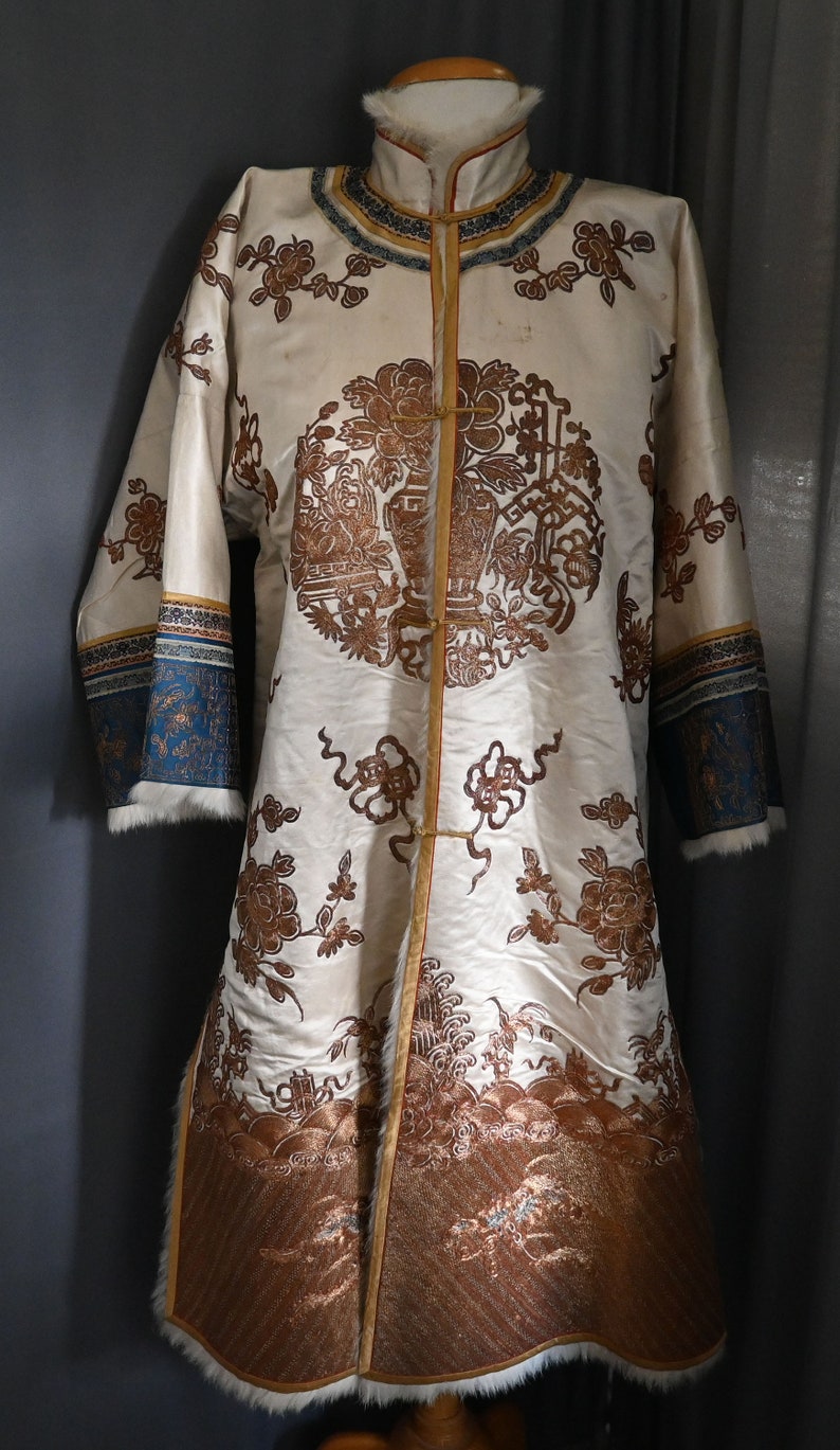 Chinese Silk Gold Embroidery White Rabbit Winter Robe - Etsy