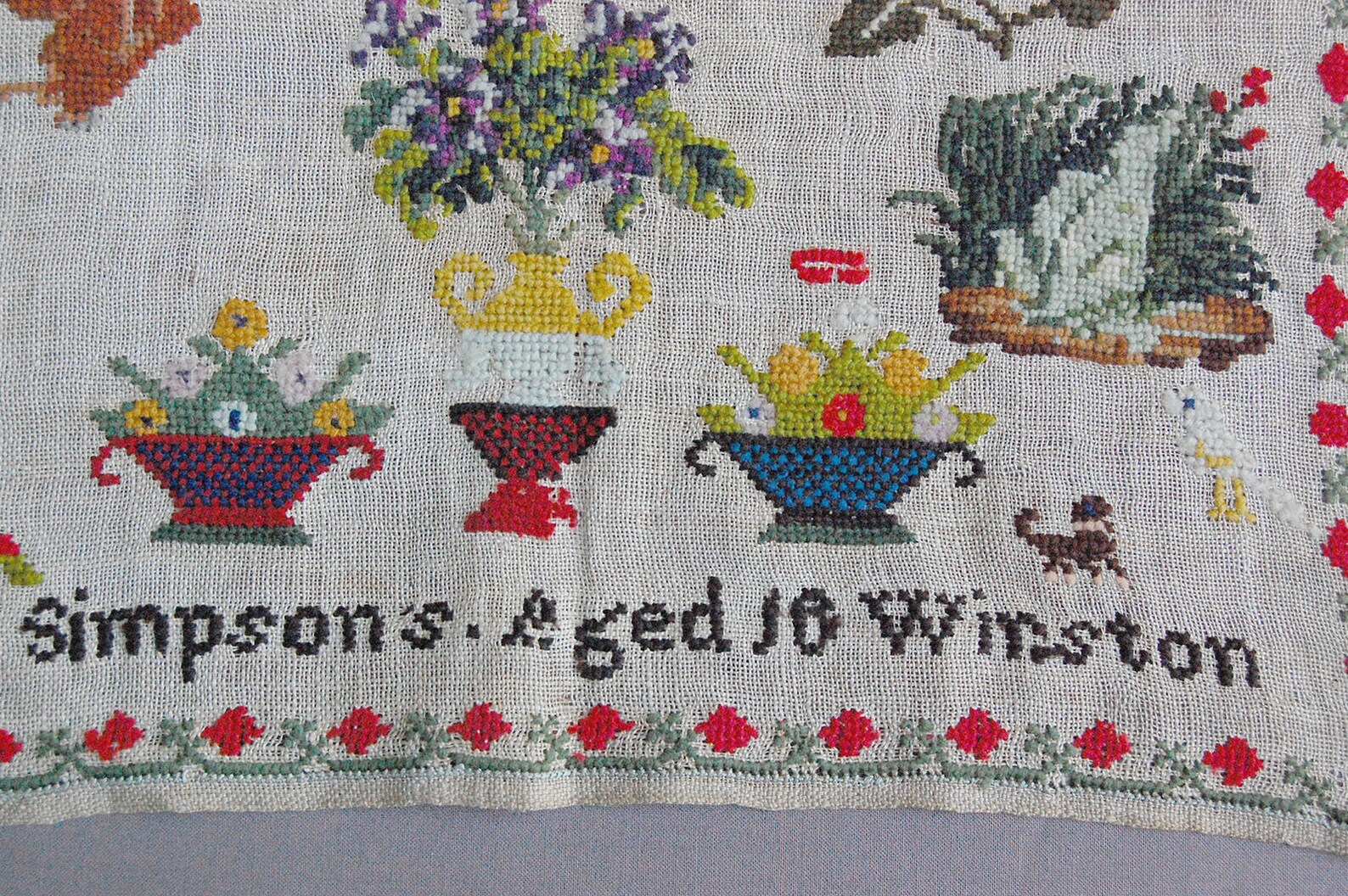 Antique Sampler Needlework Mary Simpsons Age 10 Winston - Etsy