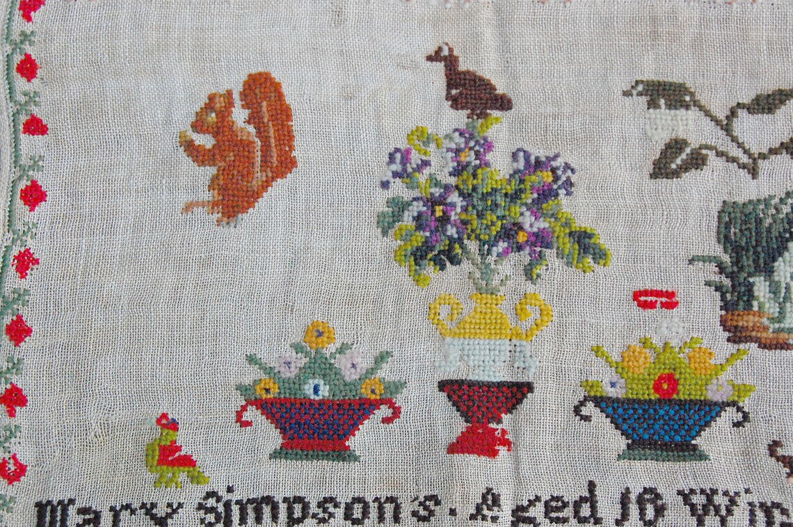 Antique Sampler Needlework Mary Simpsons Age 10 Winston - Etsy