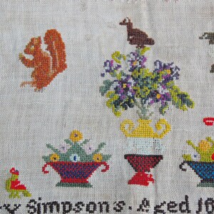 Antique Sampler Needlework Mary Simpsons Age 10 Winston - Etsy