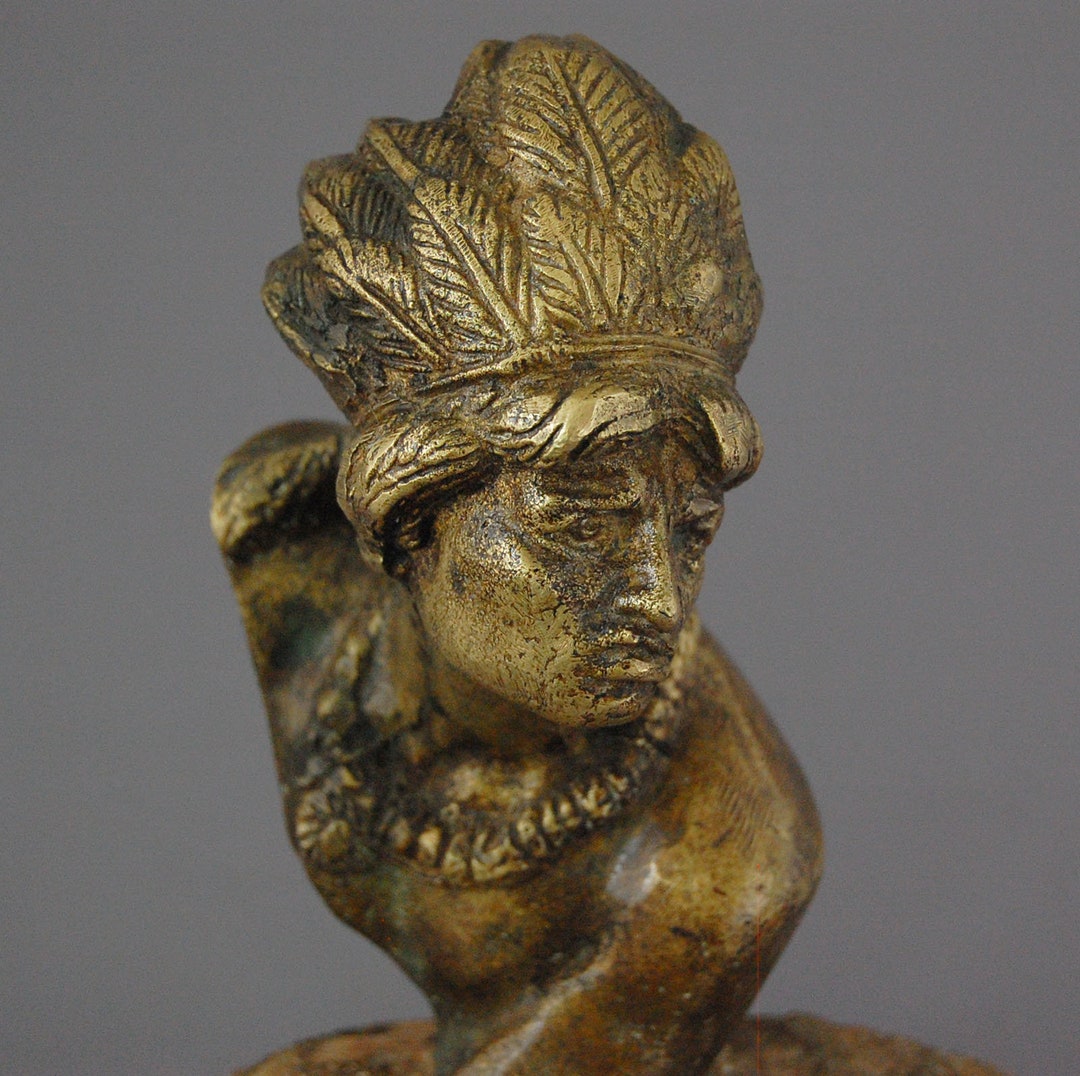Bronze Statue Sculpture Native Chief on Stone - Etsy