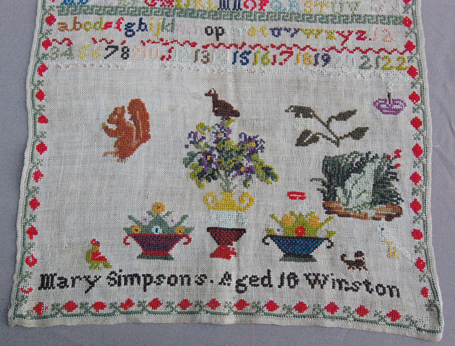 Antique Sampler Needlework Mary Simpsons Age 10 Winston - Etsy