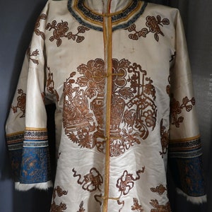 Chinese Silk Gold Embroidery White Rabbit Winter Robe Ceremonial - Etsy