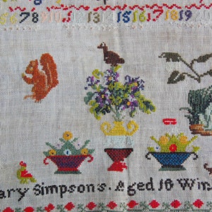 Antique Sampler Needlework Mary Simpsons Age 10 Winston - Etsy