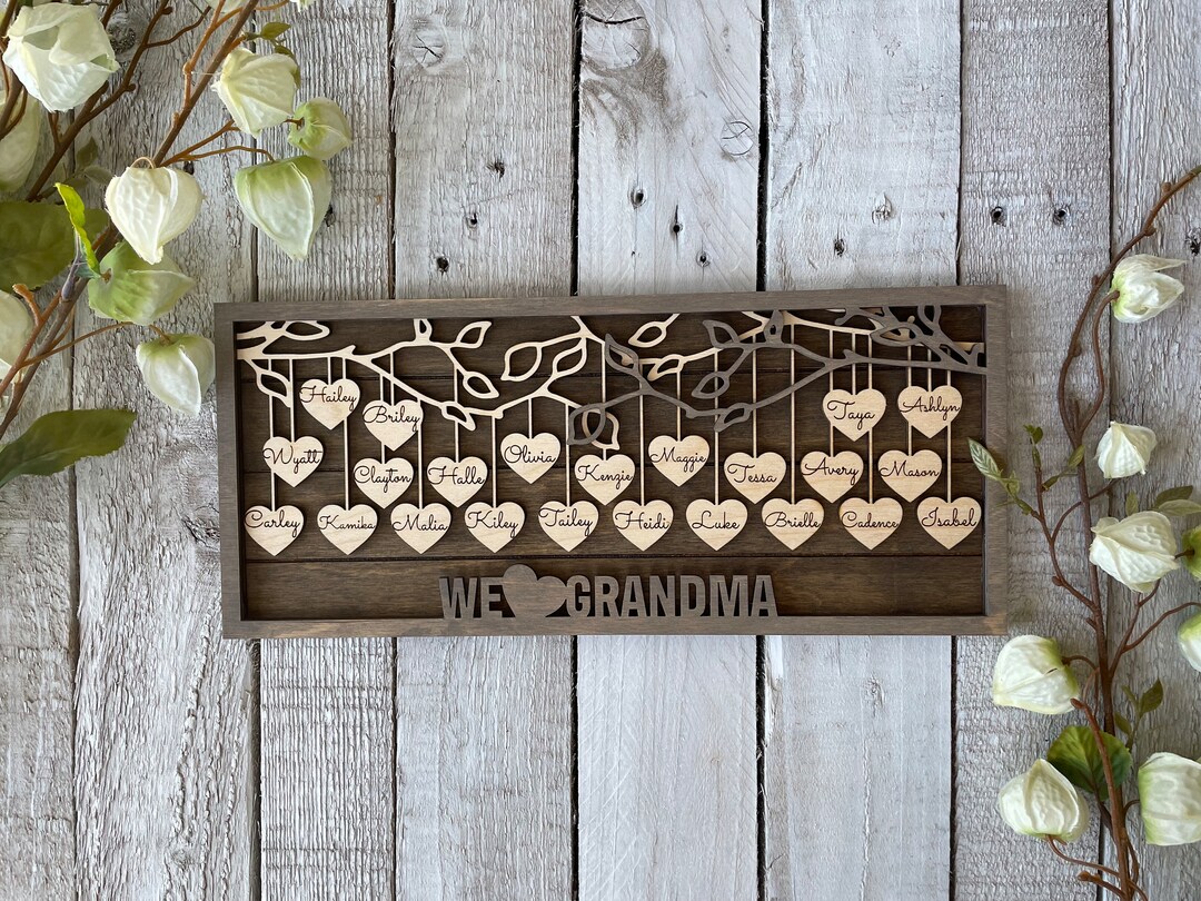 Family Tree Wood Frame Fully Customized Gift for Mom Custom - Etsy