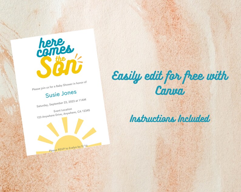 Baby Shower Invitation - Here Comes the Son - Etsy