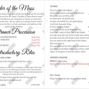 Catholic Nuptial Wedding Mass Program Download - Etsy