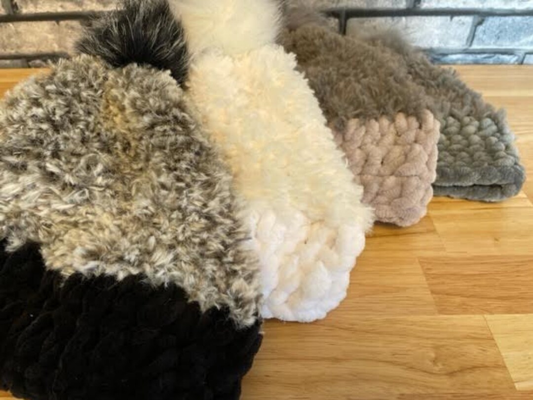 Limited Edition Chenille and Faux Fur Winter Hats 3 Colors - Etsy