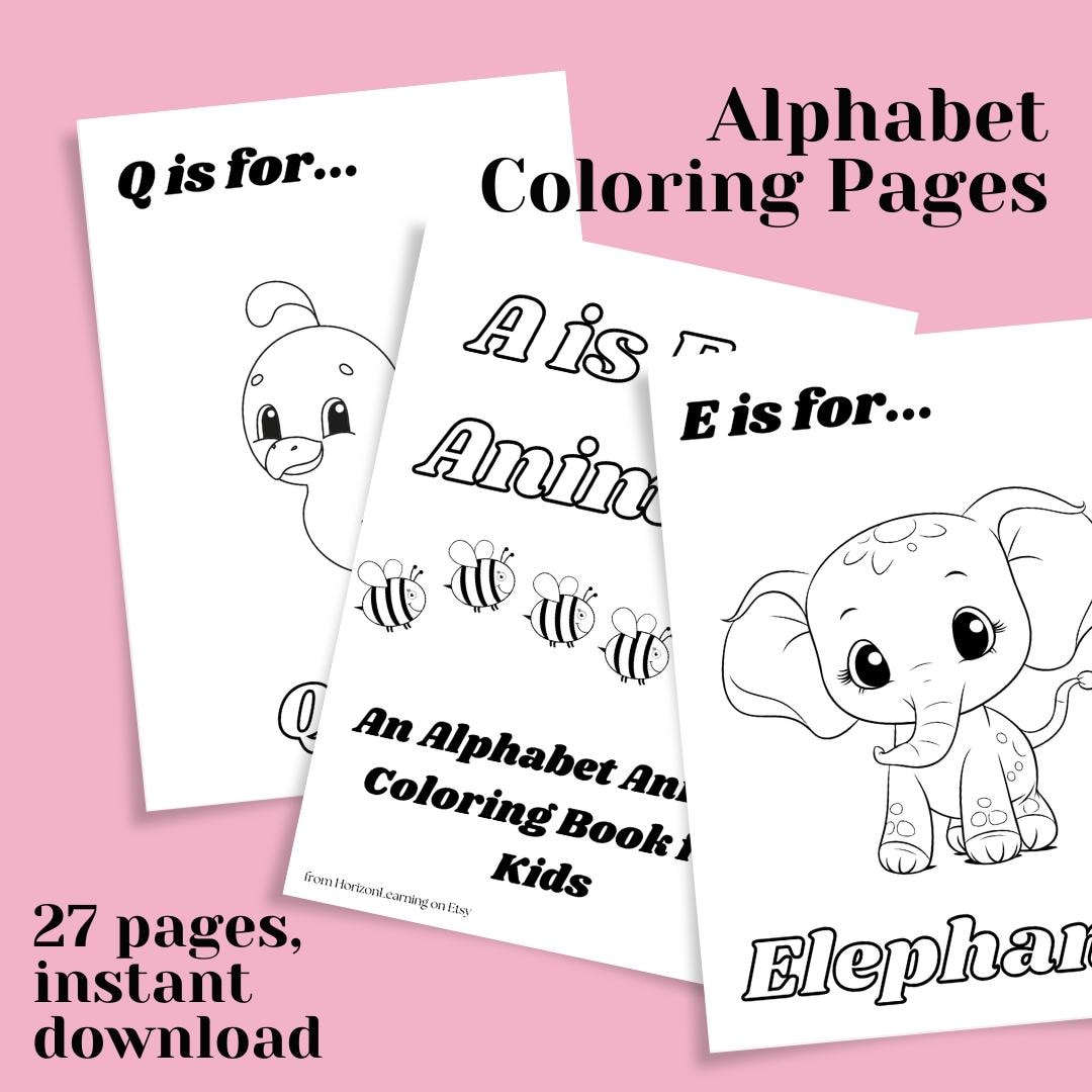 Animal Alphabet Coloring Pages for Kids | A-Z Educational Printable ...