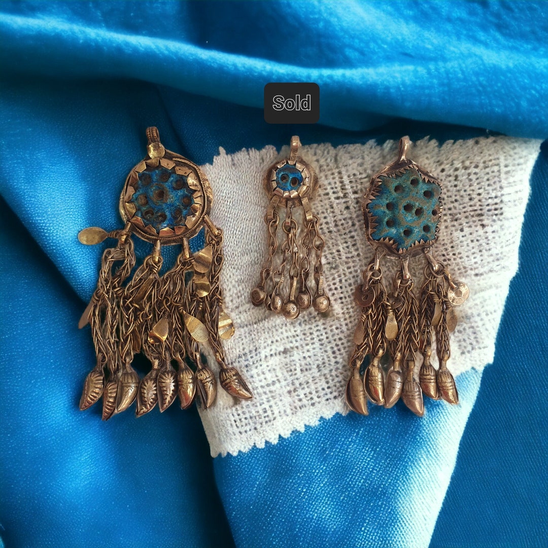 Afghan Kuchi Tribal Vintage 7eyes Pendants X2...chains Are Not Included ...