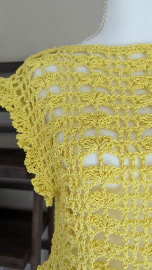 CROCHET PATTERN Canary Yellow Crochet Mesh Butterfly Top - Etsy