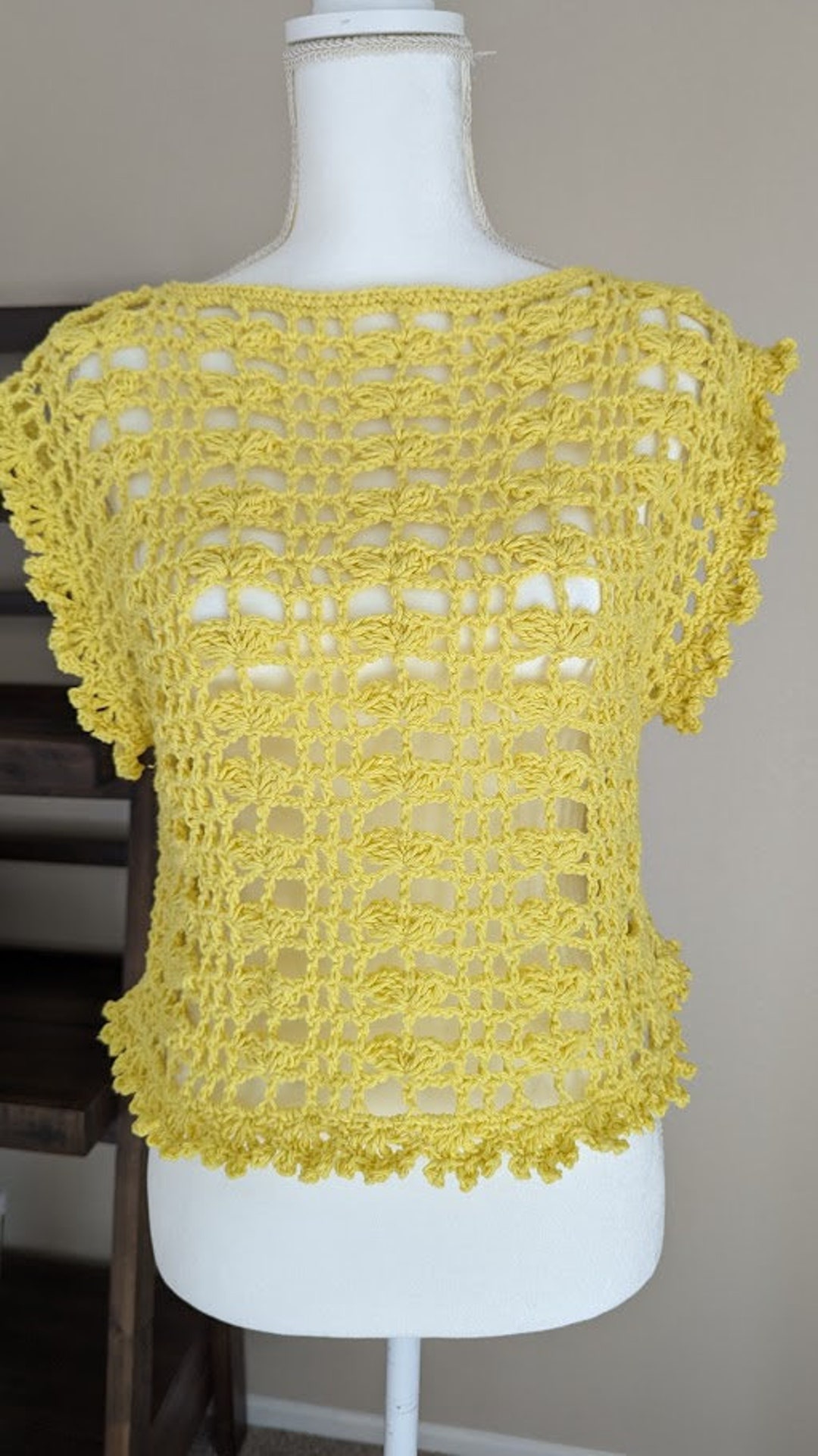 CROCHET PATTERN - Canary Yellow Crochet Mesh Butterfly Top - Etsy