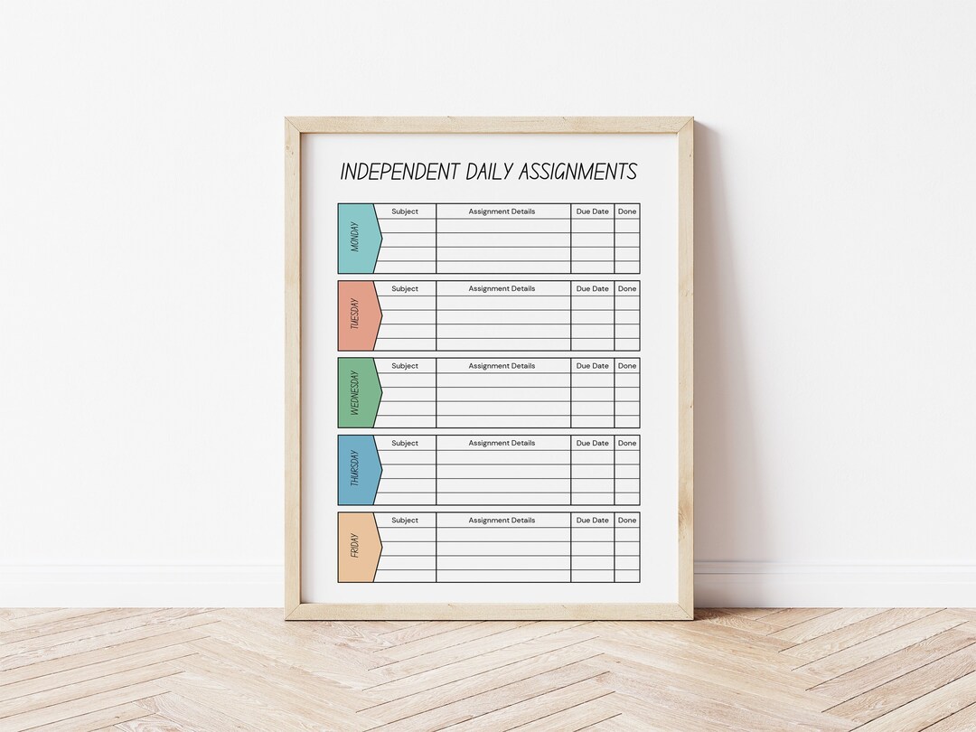 Children's Daily Assignment Checklist: Habit Training Planner - Etsy