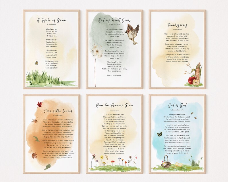 Nature Poetry Pack: Homeschool Morning Menu Poems, 12 Poems, Digital ...